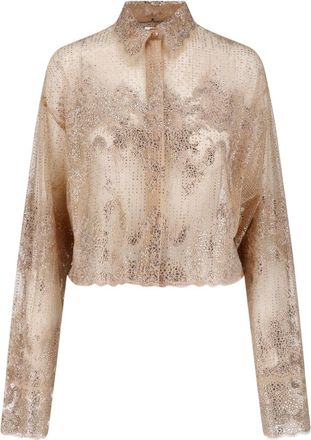 Ermanno Scervino Lace Shirt With Rhinestones