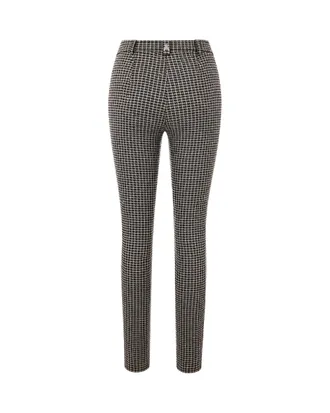 Patrizia Pepe Grey-Brown Microcheck Viscose Trousers - Gray