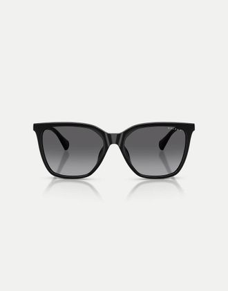 Ralph Lauren lunettes de soleil carr&eacute;es polaris&eacute;es avec verres gris en noir brillant