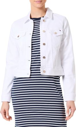 Tommy Hilfiger Damen Jeansjacke Slim Fit, Weiß (Th Optic White), 36