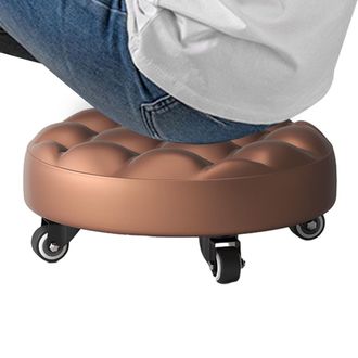 Generic Rollender Bodensitz - Low Profile-Arbeitshocker, Tragbarer Bodenstuhl | Rolling Stool PU Leder, Verstellbare Bodenrolle, Multifunktionaler Bodenstuhl 