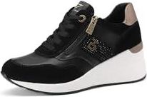 Queen Helena Baskets en Cuir avec Compensée Baskets Hautes Femmes QH8010, Noir, 39 EU