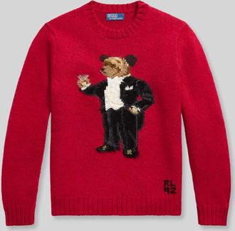 Polo Ralph Lauren Regular Fit Pullover aus reiner Wolle mit Polo-Bear-Intarsie
