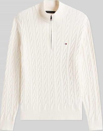 Tommy Hilfiger Regular Fit Troyer aus reiner Baumwolle mit Logo-Stitching