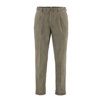THE (ALPHABET) Pantalon Chino en Serg&eacute; de Coton - Homme - Pantalons - Vert - Taille: M