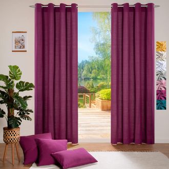 Heimtexland Deko Vorhang Baumwolle Dekoschal Blickdicht Einfarbig Ösenschal Gardine Typ849 Beere HxB 245x140 cm