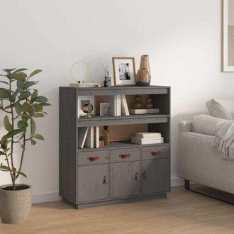vidaXL Highboard Grau 100x40x108,5 cm Massivholz Kiefer - Vidaxl