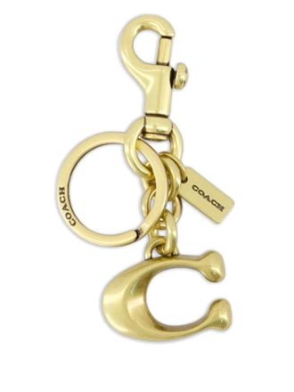 Coach Solid C Schl&uuml;sselanh&auml;nger mit Logo-Schild - Gold