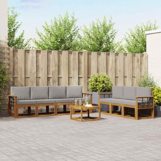 vidaXL Vidaxl Set Di Divani Da Esterno 8 Pz Grigio Naturale E Chiaro
