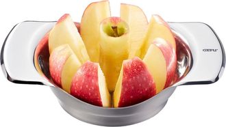GEFU Apfelteiler PARTI | Edelstahl Obst Schneider für Äpfel & Birnen | 8 Spalten, Kerngehäuse-Entfernung, ergonomische Griffe, spülmaschinengeeignet