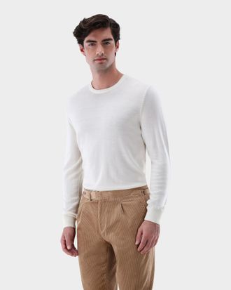 van Laack Rundhalspullover aus merzerisierter Merinowolle