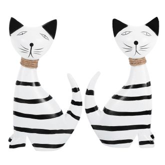 BESPORTBLE 2 St&uuml;ck Minimalistische Holz katzenfigur Streifenmuster Vielseitige Deko f&uuml;r B&uuml;ro und Zuhause Handgefertigte Tier skulpturen Geschenkidee f&uuml;r Katzenfr