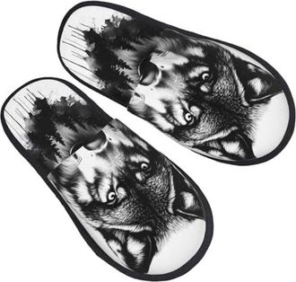 Generic Motif De Paysage De Loup Pantoufle Maison Pantoufles Hiver Chaussures Pour Unisex Femme Chambre L