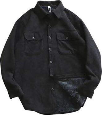 Generic Chemise en velours c&ocirc;tel&eacute; pour homme, deux poches, manches longues, boutons, chemise de travail vintage, d&eacute;contract&eacute;e et de travail, chemise &agrave; revers 