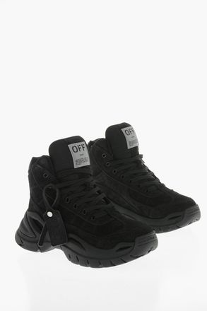 Off-white Suede And Fabric Hiking Sneakers In Solid Color Off-White
