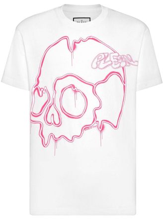 Philipp Plein t-shirt Dripping Skull SS - Blanc