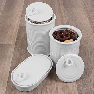 Holst Porzellan SL SET 3 Vorratsdosen-Set/Lagerdosen Konserve 3-tlg, Porzellan, wei&szlig;