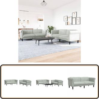 vidaXL Vidaxl - 2-tlg. Sofagarnitur Hellgrau Samt - Samtsofa - Wohnzimmersofa - Couch - Couchtisch - Grau Sofa