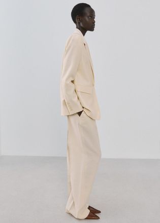 Mango Pantalon lyocell taille basse &eacute;cru - Femme - 32 - MANGO