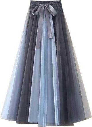 Generic Jupe en tulle multicouche pour femme - Maille A - Pour bal de fin dann&eacute;e, mariage - Jupe de table en tulle pour tables rectangulaires - 1,8 m, bleu, T