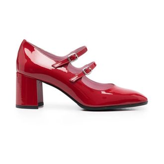 Carel Femme, Chaussures, Rouge, Taille: 38 1/2 EU Sandales &agrave; Talons Bloc en Cuir Verni Rouge