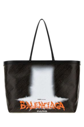 Balenciaga Graphic-Print Tote Bag - Black