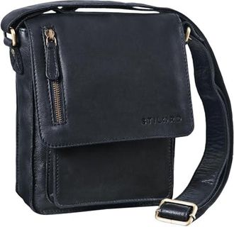 STILORD Finn Petite Sac a Bandouliere pour Hommes Vintage Sacoche Sac Messager Besace Sac Épaule Cuir de Buffle Véritable, Couleur:noir