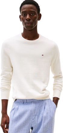 Tommy Hilfiger Herren Pullover Essential Cotton mit Rundhalsausschnitt, Elfenbein (Ivory Petal), L