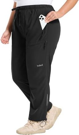 Baleaf Pantalon de randonnée pour femme - Taille - Pantalon cargo stretch - Imperméable - Avec poches zippées, Noir, 3XL grande taille