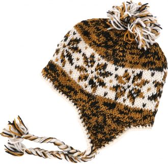 Guru Shop Wollmütze mit Ohrenklappen, Norwegermütze, Wintermütze - Weiß/senfgelb, Herren/Damen, Wolle