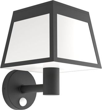 Eglo LED Wandlampe außen Altilia, Outdoor Solarlampe mit Bewegungsmelder, Solar Außenlampe Laterne aus Kunststoff in Schwarz und Weiß, Außenbeleuchtung IP4