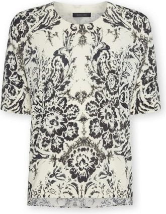 Elena Miro Femme, Pulls, Noir, Taille: 44 FR Maille Imprim&eacute;e en M&eacute;lange de Coton