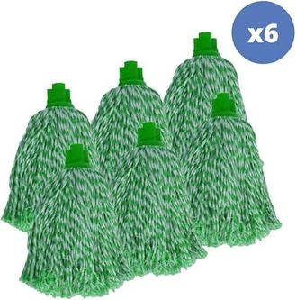 MSV 6er-Pack Ersatzt&uuml;cher f&uuml;r Wischmopp aus Mikrofaser, Gr&uuml;n