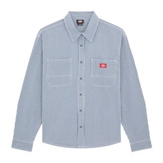 Dickies Hickory Work Shirt LS - Homme - Chemises - Bleu - Taille: M