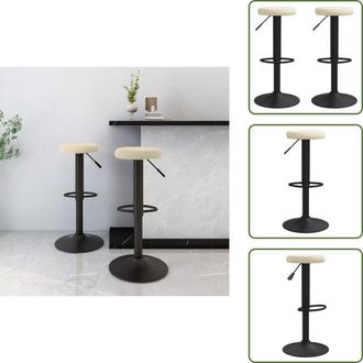 vidaXL The Living Store - vidaXL Barhocker 2 Stk. Creme Samt