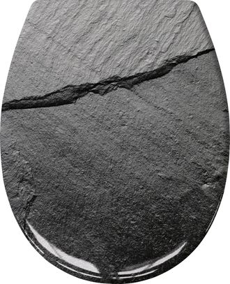 Kleine Wolke WC-Sitz Slate mit Absenkautomatik, Farbe: Schiefer, Material: Duroplast, Gr&ouml;&szlig;e: 37x 45 cm