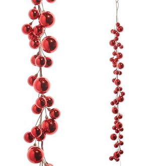Raz Imports Inc. Weihnachtskugel-Girlande, Rot, 1,2 m