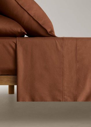 Mango Drap plat en 100 % coton satin Lit 135/140 cm caramel - Home - Lit 135/140 cm - MANGO HOME