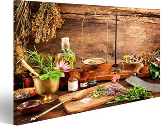 Islandburner Bild auf Leinwand Alte Naturheilkunde Kräuter - Leinwand Bilder in verschiedenen Formaten für Wohnzimmer, Schlafzimmer oder Küche - Leinwandbilder, Wa