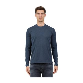 Mazzarelli T-Shirt mit langen &Auml;rmeln aus luxuri&ouml;ser Stretch-Baumwolle - - Tops - Herren - Blau - L