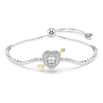 Swarovski Idyllia Armband, Verschiedene Schliffe, Herz mit Pfeil, Wei&szlig;, Rhodiniert
