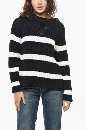 Dior Turtleneck Cotton Blend Sweater with Awning Motif Größe 40