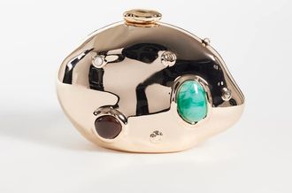 True Decadence Pochette rigide avec pierres incrust&eacute;es - Dor&eacute; m&eacute;tallis&eacute;