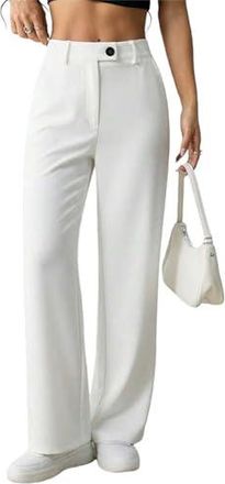 Generic Pantalon habill&eacute; taille haute large et droit pour femme - Pantalon extensible et d&eacute;contract&eacute; - Pantalon daffaires de travail - Pantalon de bureau 2026