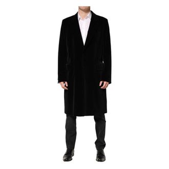 Dolce & Gabbana Baumwollsamt Langer Trenchcoat - - Coats - Herren - Schwarzk - XL