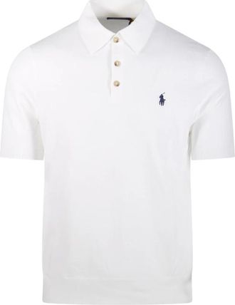 Ralph Lauren Homme, Tops, Blanc, Taille: S Polo Tricot Manches Courtes