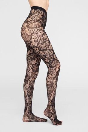 Calzedonia Netzstrumpfhose Mit Blumenmuster Schwarz