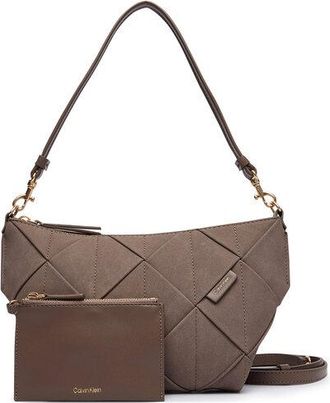 Calvin Klein Handtasche Woven Sueded Shoulder Bag LV04F3694G Braun