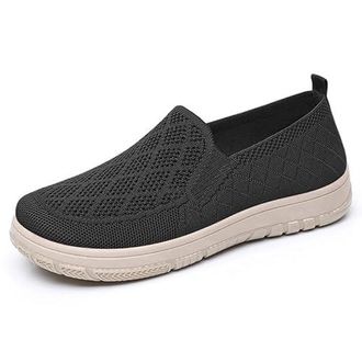 Alexis Leroy Basket San Lacet Femme Maille Confortable Chaussures de Marche Motif Losange Noir 41 EU