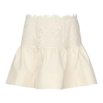 For Love & Lemons H&auml;kel Spitze R&uuml;schenrock Creme - - Skirts - Damen - Wei&szlig; - L